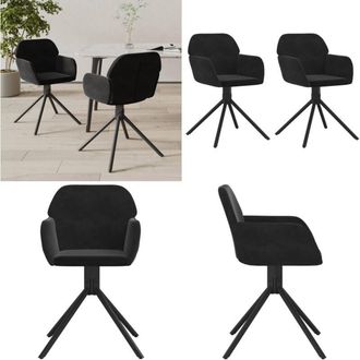 vidaXL Vidaxl - Chaises pivotantes à manger lot de 2 Noir Velours - Chaise De Salle à Manger - Chaise Pivotante - Fauteuil De Salle à Manger - Velours