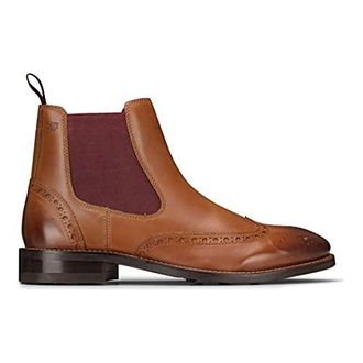 London Brogues Bottines Brogues Homme Cuir véritable sans Lacets Marron Clair chatain Style Classique Formel London - chatain 41