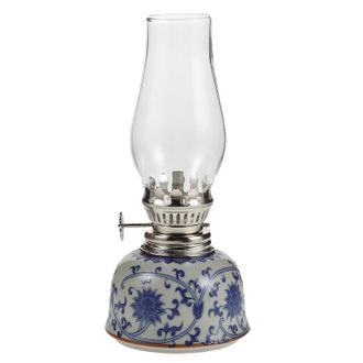 Amosfun &Ouml;llampe F&uuml;r Innenbereich Kleine &Ouml;llampen Aus Keramik Petroleumlampenkugeln Mit Lotusmotiv Vintage-&ouml;llampe F&uuml;r Wohnzimmer Und Schlafzimmer Petroleumlam