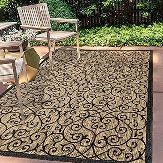 Jonathan Y Designs SMB107A-5 Madrid Vintage Filigrangewebe Teppich für den Innen/Außen Klassisch küstennah, pflegeleicht, Schlafzimmer, Küche, Garten, Terrasse, Nicht fu