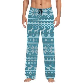 Generic Pantalon de jogging pour homme - Pantalon de loisirs de No&euml;l pour homme - Pantalon de pyjama avec cordon de serrage et poches - Pantalon de No&euml;l, bleu