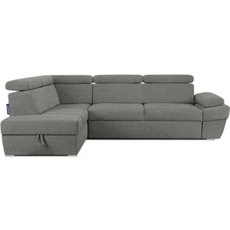 Konsimo Ratlo Ecksofa, Schlaffunktion, 4 /5 Sitzer, Bettkasten, grau - Konsimo