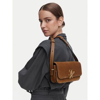 Tommy Hilfiger Handtasche Tommy Hilfiger Script Leather Crossover Suede AW0AW19326 Braun