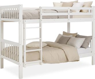 Homestyle4u Etagenbett 2 Kinder 90x200 mit Treppe Wei&szlig; Holz Kiefer Hochbett 90x200 teilbar zu 2 Kinderbetten Doppelstockbett