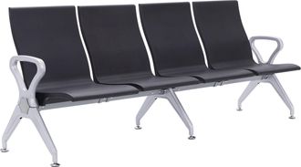 Clp Wartebank Airport-Stil Ermin, Sitzbank Flur mit Lehne, ergonomische Sitzschalen, Wartest&uuml;hle mit robustem Alu-Gestell, bis 150 kg je Sitz, Farbe:schwa