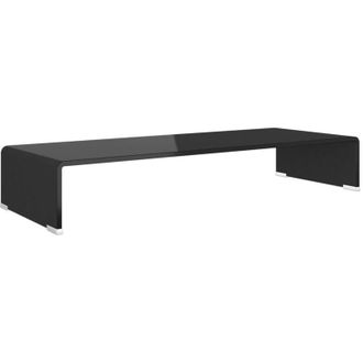 vidaXL Vidaxl - TV-Tisch/Bildschirmerh&ouml;hung Glas Schwarz 80x30x13 cm