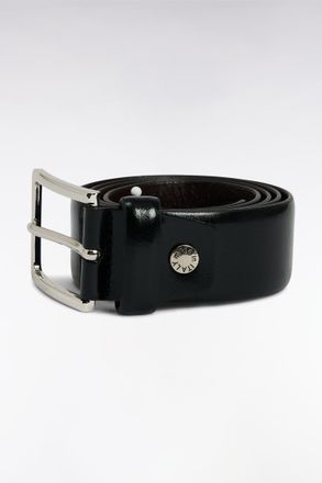 Eden Park Ceinture En Cuir Lisse Noire
