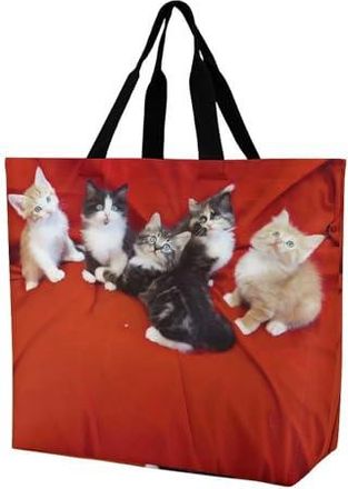 Generic Chat Mignon Sac A Main Femme R&eacute;utilisable Sacs De Courses Pliable Sac Fourre-Tout Pour Quotidienne Plage Shopping