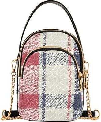 Mnsruu Sac à bandoulière pour femme - Motif écossais rouge à carreaux - Petit sac à bandoulière avec sangle réglable