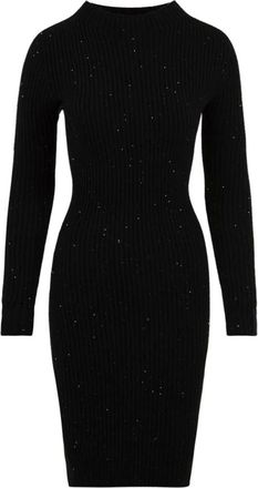 Hinnominate Hinnominate, Femme, Robes, Noir, Taille: 38 FR Sequined Rib Mock-Neck Dress