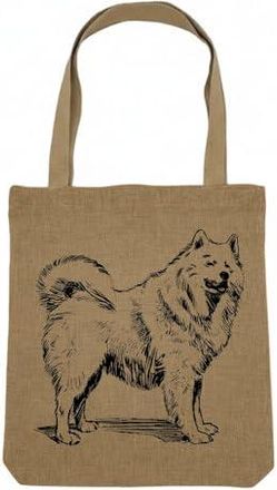Fabulous Sac Shopping Tote Bag Aspect Lin - Chow Chow Chien de Race Poil Long Dessin Mignon - Sac de Courses Toile Epaisse 360g Beige Naturel Cabas Port&eacute; Epaul
