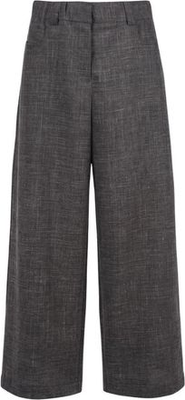 Alysi Cropped Leinen Stretch Hose - - Trousers - Damen - Grau - M