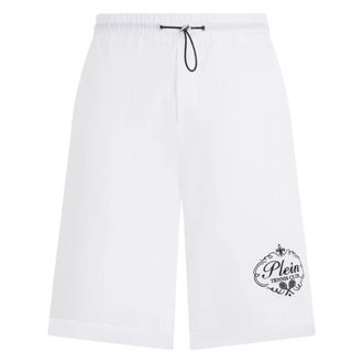Philipp Plein Linen Drawstring Shorts Tennis Club - - Shorts - Herren - Wei&szlig; - 2XL