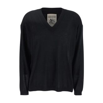 Semicouture Femme, Pulls, Noir, Taille: 40 FR Pull &agrave; col en V