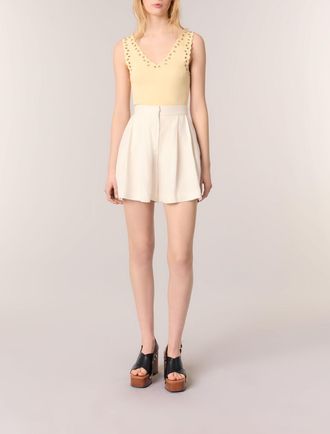 Maje Short Fluide - Blanc - Taille 40 - Maje