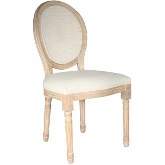 The Home Deco Factory Chaise en bois patin&eacute; et canage El&eacute;onore
