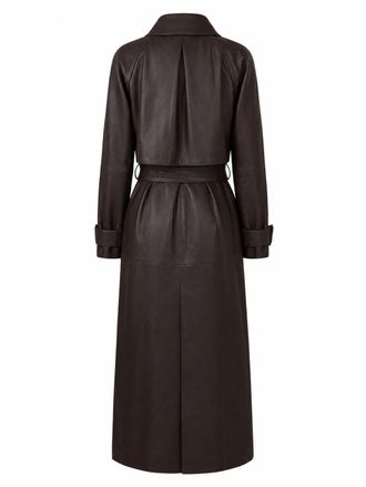 Nour Hammour Lambskin Wrap Coat with Belt Coat - Brown