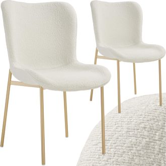 TecTake 2er Stuhl Set, Bouclé Stoff, Schalensitz Stuhl für Küche, Esstisch, Sessel Schminktisch, Cocktailsessel, Elegante Esszimmerstühle oder Wohnzimmerstühl