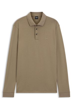 BOSS Herren Pado 30 Longsleeve-Poloshirt aus Interlock-Baumwolle mit Logo Hellbraun XXL