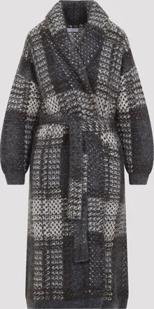 Brunello Cucinelli Brunello Cucinelli Manteau cardigan &agrave; carreaux macro