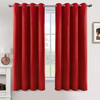 Miulee Vorh&auml;nge Rot Blickdicht mit &Ouml;sen, Sch&ouml;ner Weicher Verdunklungsvorh&auml;nge zum Verdunkeln von R&auml;umen, 2er Set Gardinen Abdunkelnd Schlafzimmer Wohnzimmer 