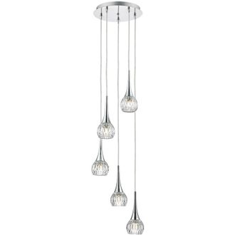 Där Lighting DAR LYALL - Chrome poli et verre décoratif en spirale, 5x G9
