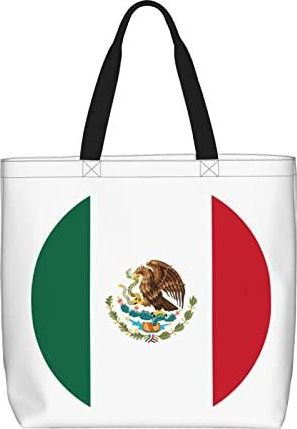 Generic Sac De Courses Drapeau Mexicain Du Mexique Sac &Agrave; Provisions R&eacute;utilisable De Grande Capacit&eacute; Sacs En Toile, Pour Shopping, Filles, Voyage, Femmes