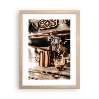 Arttor Poster Rahmen helle Eiche Kaffee &Auml;u&szlig;ern Kaffeehaus Deko 30x40cm Wandposter Art Prints Wandbilder Dekoration Wohnzimmer Schlafzimmer K&uuml;che Wanddeko Bil
