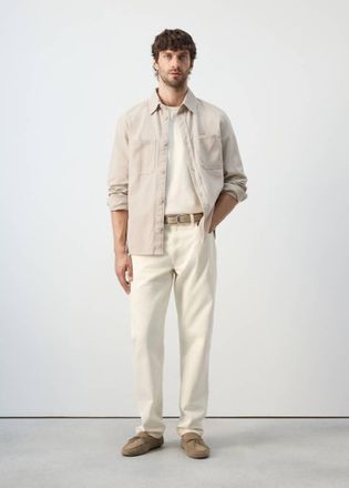Mango Overshirt aus 100 % Baumwolle mit Taschen sandfarben - Herren - M - MANGO MAN