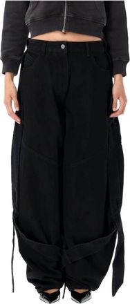 The Attico Femme, Jeans, Noir, Taille: W25 Wide-Leg Cargo Pants