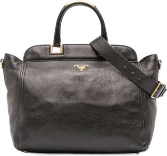 Prada 2000-2025 Vitello Daino Frame Convertible Tote Bag - Schwarz