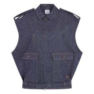 Courr&egrave;ges &Auml;rmellose Jeans-Bomberjacke - - Jackets - Damen - Blau - S