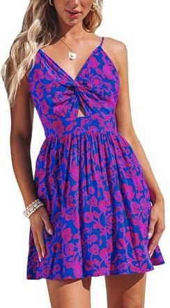 Cupshe Robes dété pour Femmes Col en V Cachemire sans Manches Occasionnel Couper Front tordu Robes de Plage Maxi