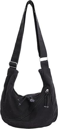 Generic Sac &agrave; bandouli&egrave;re tendance en toile pour femme et fille pour l&eacute;cole, le travail, un usage quotidien, Noir, 11.02x4.33xcinch