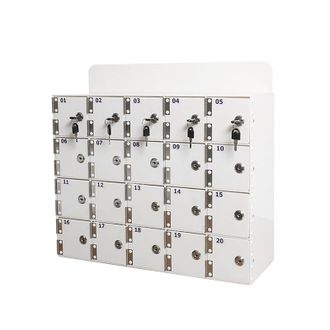 Generic 20 F&auml;cher, Handy-Aufbewahrungsbox mit Schloss, Handyhalterung, Acrylmaterial, mit T&uuml;rschl&ouml;ssern und Schl&uuml;sseln, f&uuml;r B&uuml;ro, Fabrik, Fitnessstudio