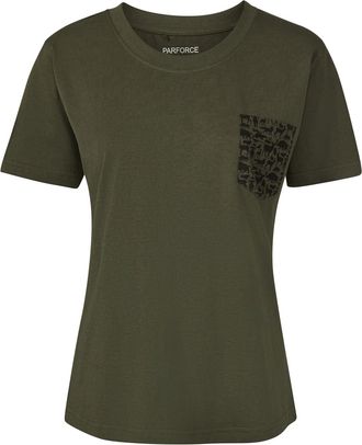 Parforce Damen T-Shirt Brusttasche Waldtiere Oliv/Schwarz, S