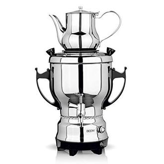 Beem Tea-Classic Samovar - 3L | Acier Inoxydable | Grande th&eacute;i&egrave;re Aussi pour la Restauration | avec Robinet de vidange en Acier Inoxydable | R&eacute;gulateur de 