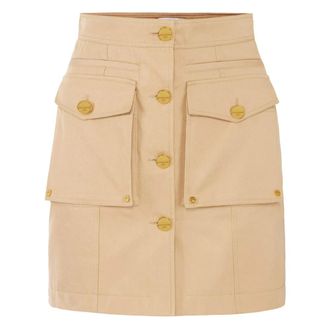 Elisabetta Franchi Baumwoll-Gabardine-Minirock mit Cargotaschen - - Skirts - Damen - Braun - S