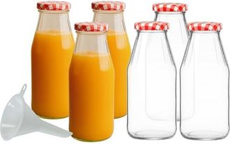 mikken Art 6 x Glasflasche 500 ml, Flasche mit Schraubverschluss inkl. Trichter