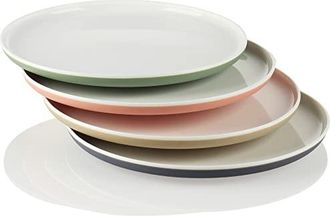 Com-Four 4x Assiettes en Plastique Multifonctions - Couleurs Pastel, R&eacute;utilisables, Incassables [S&eacute;lection Varie] (4 Pi&egrave;ces)