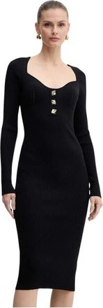 Fracomina Femme, Robes, Noir, Taille: 36 FR Robe c&ocirc;tel&eacute;e &agrave; boutons