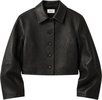 R&oacute;he Abgeschnittene Jacke aus abgerundetem Narbenleder - - Jackets - Damen - Schwarzk - M