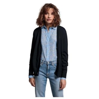 GANT Femme, Pulls, Bleu, Taille: 48 FR Cardigan Boutonn&eacute; &agrave; Col en V