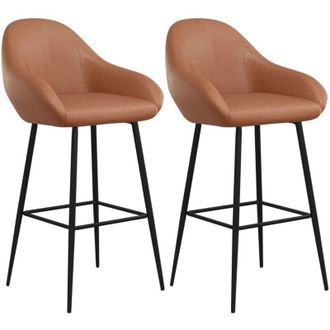 vidaXL Tabourets de bar lot de 2 marron clair similicuir vidaXL