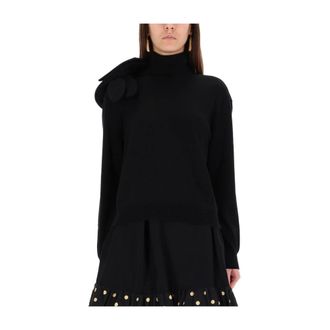 Moschino Rollkragenpullover mit Blumenapplikation - - Knitwear - Damen - Schwarzk - S