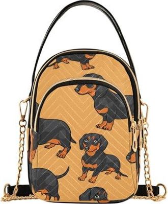 Mnsruu Sac à bandoulière pour femme, motif teckel, sac à dos à bandoulière avec sangle réglable