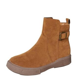 Generic Bottines confortables et d&eacute;contract&eacute;es pour femme - Talon plat classique - Fermeture &eacute;clair lat&eacute;rale - Boucle &agrave; bout rond - Chaussures de marche dext&eacute;