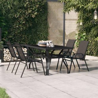 vidaXL Vidaxl - Table de jardin Noir 140x70x70 cm Acier et verre