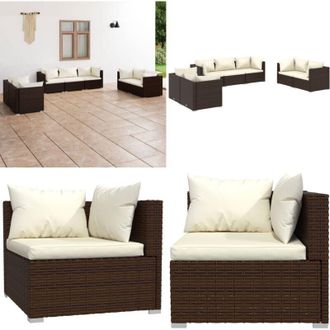 vidaXL 7-tlg. Garten-Lounge-Set mit Kissen Poly Rattan Braun - Garten Lounge Set - Outdoor M&ouml;bel - Rattan Gartenm&ouml;bel - Esszimmergarnitur - Balkonm&ouml;bel