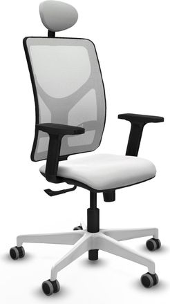 Piqueras y Crespo B&uuml;rostuhl aus wei&szlig;em Netzstoff, 2D-Armlehnen, h&ouml;henverstellbare Lendenwirbelst&uuml;tze und festes Kopfteil, ausgestattet mit 3 Positionen und Schaumstoff.